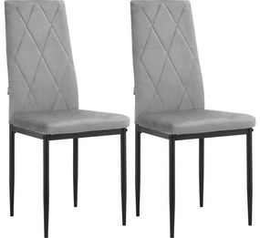 Danish style Jídelní židle Melly (SET 2 ks), samet, šedá