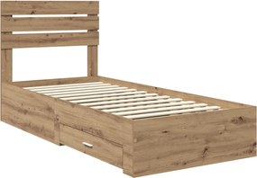 Rám postele s čelo Artisanový dub 90 x 190 cm Kompozitní dřevo 3411698