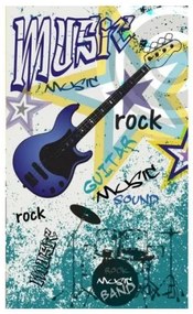 DIMEX | Vliesová fototapeta na zeď Modrá kytara MS-2-0323  | 150 x 250 cm | modrá, tyrkysová, černá, žlutá