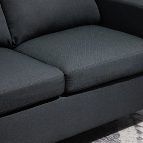 HOMCOM Rohová látková sedací souprava ve tvaru L s oboustranným lehátkem, sedací souprava lněná tmavě šedá 197x139x91cm do obývacího pokoje | Aosom.de