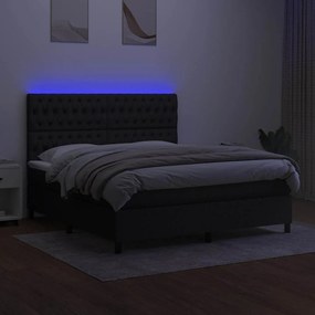 Box spring postel s matrací a LED černá 160x200 cm textil 3135127