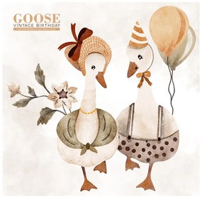 Gario Dětská nálepka na zeď Goose vintage birthday - zamilované husy
