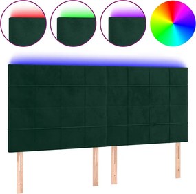 Čelo postele s LED tmavě zelená 160x5x118/128 cm samet 3122481