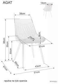 Sametová jídelní židle Agat šedá
