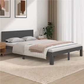 Rám postele šedý masivní dřevo 150 x 200 cm King Size - Default Title