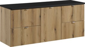 Comad Koupelnová skříňka pod deskové umyvadlo set Nova Oak 140 dub coast evoke/černá