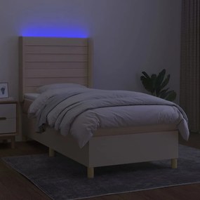 Box spring postel s matrací a LED krémová 100x200 cm textil 3138938
