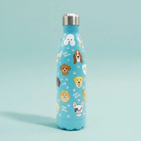 Nerezová termolahev Psi, 500 ml – tyrkysová, matný povrch, s motivem pejsků