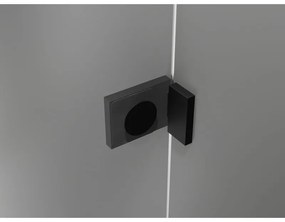 Mexen Lunar, Pětiúhelníkový sprchový kout Mexen Lunar naklápěcí doleva 100 x 100 cm, 8mm čiré sklo, černý profil, 831-100L-100P-70-00-L