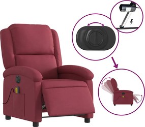 Elektrické masážní polohovací křeslo vínové textil 3204155