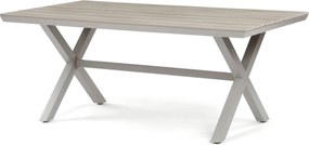 Zahradní stůl SERAPHÉ - polywood dekor světlý dub / béžová hliníková konstrukce