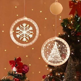 Vánoční LED závěsná dekorace do okna, studená bílá, různé motivy na výběr Motiv: Santa Claus s dárky