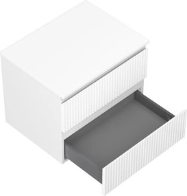 Mexen Rivel koupelnová skříňka pod umyvadlo 60 cm s deskou, 2 zásuvky, drážkovaná, bílá mat - 91A20-06047-2-BFFC01