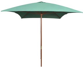 Slunečník s dřevěnou tyčí, 200x300 cm, zelená - Default Title