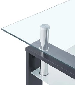 Konferenční stolek šedý a průhledný 95x55x40 cm tvrzené sklo