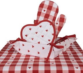 Bílo-červená chňapka - podložka se srdíčky Love It - 20*20 cm