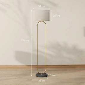 HOMCOM Stojací Lampa s Lněným Stínidlem E27 Moderní Styl Stojací Lampa s Nožním Spínačem pro Obývací Pokoj a Ložnici 156 cm Zlatá a Černá | Aosom