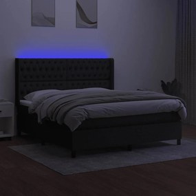 Box spring postel s matrací a LED černá 160x200 cm textil 3138567