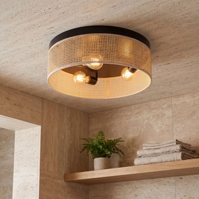 Toolight Toolight, APP1902-3C, stropní svítidlo plafon s ratanovým stínítkem, Ø 40 cm, 3× E27, hnědá, OSW-63001