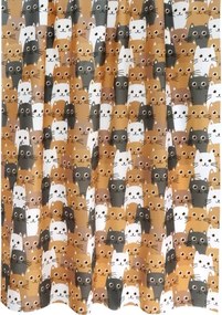 Bellatex Koupelnový závěs 180x200 cm Kočka Hnědá,Šedá