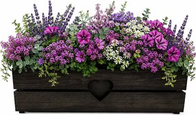 AMADEA Dřevěný obal na truhlík se srdcem - tmavý, 62x21,5x17cm Český výrobek