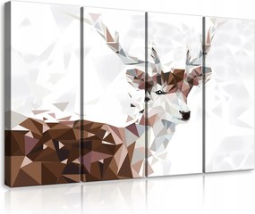 Obraz 120x80 modulární polyptych jelen abstraktní low poly hnědý šedý
