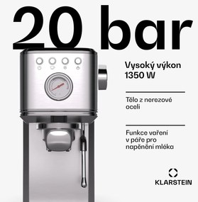 Klarstein SteelPresso Slim kávovar, portafiltr, včetně příslušenství