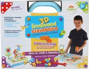 TEDDIES 3D stavebnice s vrtačkou v kufříku / 227 dílků / od 3 let