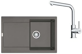 Franke - Kuchyňský set G259ŠK, fragranitový dřez MRG 611 a baterie FS 3230.031, šedý kámen/chrom 114.0700.722