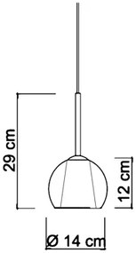 Sikrea 4899 Emy, moderní závěsné svítidlo z ručně foukaného kouřového skla, 1xE14, Ø14cm