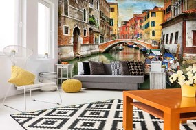 DIMEX | Samolepicí vliesová fototapeta na zeď Krásné romantické Benátky MA-5-0655 | 375 x 250 cm | zelená, žlutá, šedá