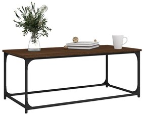Konferenční stolek hnědý dub 102 x 50 x 40 cm kompozit a železo - Default Title