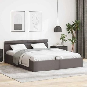 Rám postele LED s úložným prostorem šedý umělá kůže 160x200 cm 285556