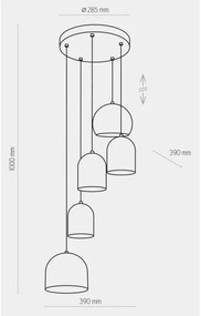 Lustr na lanku TEMPRE 5xE27/15W/230V bílá/šedá/černá