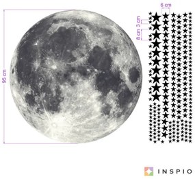 INSPIO Samolepky na zeď - Měsíc s hvězdami
