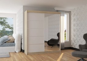 Šatní skříň s posuvnými dveřmi Olivier - 180 cm Barva: Sonoma/Bílá