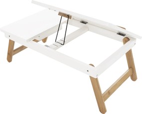 Příruční stolek na notebook / držák na tablet, bílá / přírodní bambus, MELTEN