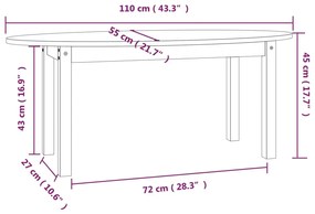 Konferenční stolek medově hnědý 110x55x45 cm masivní borovice - Default Title