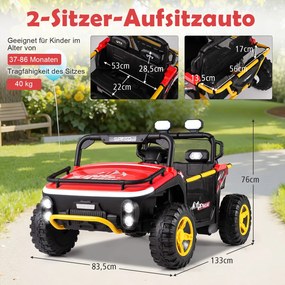Costway 24 V dětské elektrické vozítko 2-místné elektrické autíčko s klaksonem
