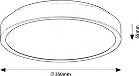 Rabalux Černé stropní LED svítidlo Samira kulaté 350mm 36W IP44 71253