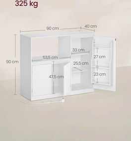 Kuchyňský regál s integrovanou napájecí lištou Vasagle Morja 90 cm bílý
