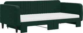 Válenda s přistýlkou a matracemi tmavě zelená 100x200 cm samet 3197096