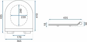 Rea Carlo Granit Shiny, SLIM toaletní WC sedátko s pomalým zavíráním 410x365 mm, duroplast, soft-close, imitace kamene, REA-C4520