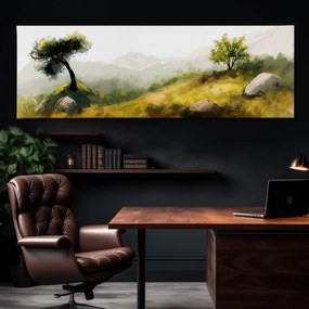 Obraz na plátně - Na kopci u malého stromku FeelHappy.cz Velikost obrazu: 120 x 40 cm