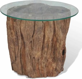 Konferenční stolek teak a sklo 50 x 40 cm 245069