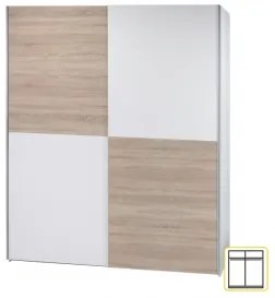 Dvoudveřová skříň VANDA 3 s posuvnými dveřmi, dub sonoma / bílá 0
