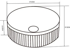 BPS-koupelny Keramické umyvadlo na desku HYD-LA-MTB-RF-370 ø37 cm, černé mat