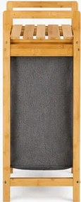 koš na prádlo, objedm 85 l, bambus/látka, 73x64x33 cm, přírodní/šedá, Dekorino KP20260030