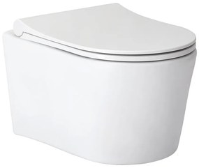 Cerano Puerto, závěsná WC mísa Rimless 50x35 cm bez WC sedáku, bílá lesklá, CER-CER-403386