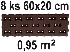 PROSPERPLAST Záhonový chodník 60x20cm, 8ks, hnědý